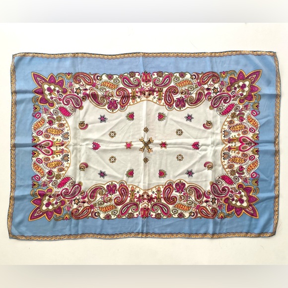 Vintage | Accessories | Vintage Silk Blue Pink And Yellow Paisley ...